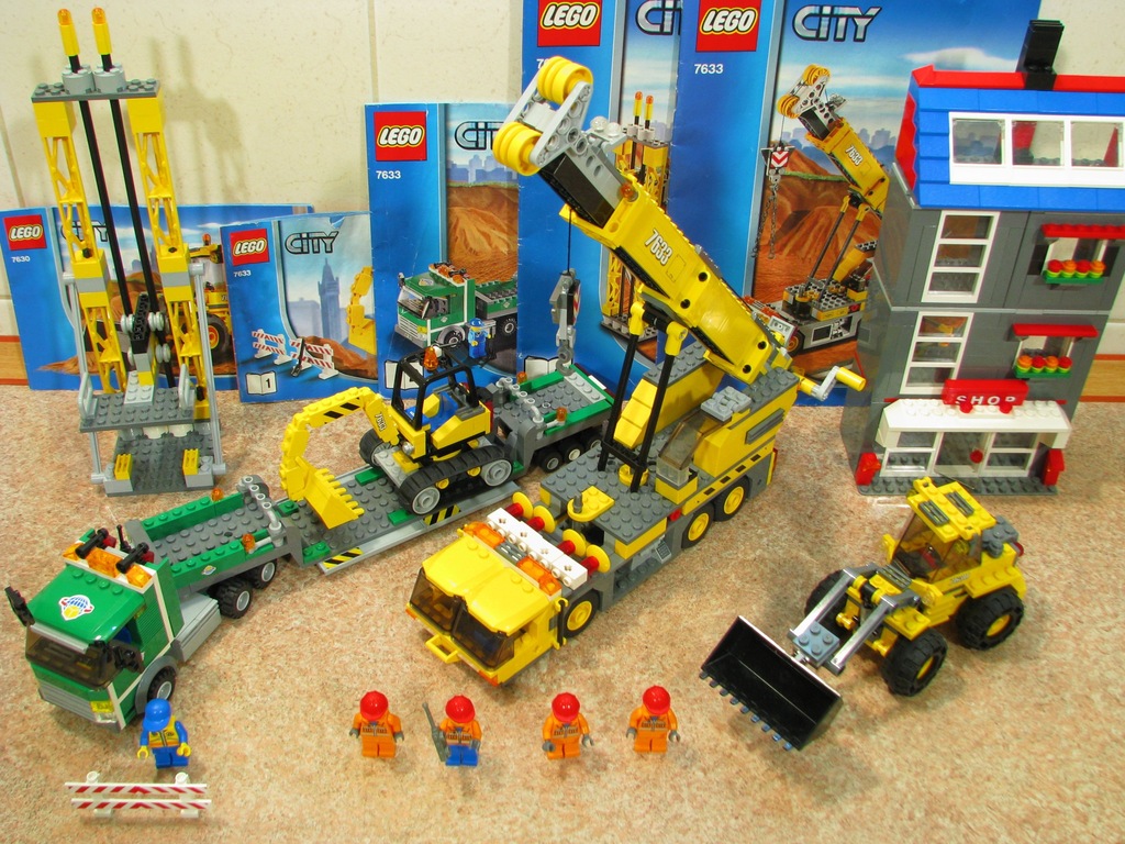 LEGO ZESTAW 7633 7630 DŹWIG CIĘŻARÓWKA KOPARKA DOM - 7162725285 ...