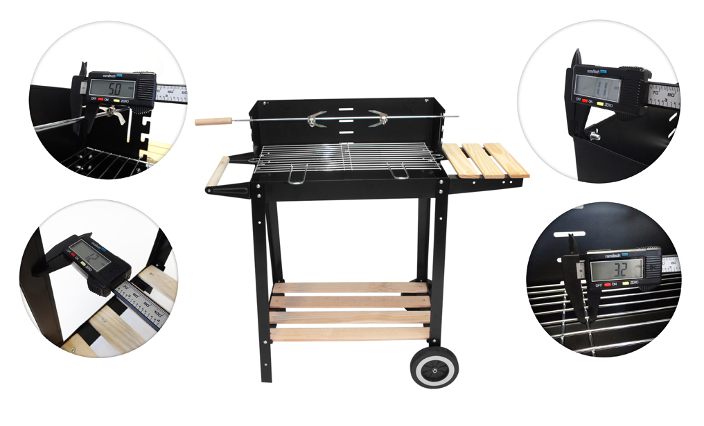 GRILL OGRODOWY ROŻEN PÓŁKI KÓŁKA REGULOWANY RUSZT - 7205451173 ...