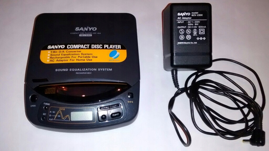 Discman Sanyo CDP-45A z lat 90. zasilacz jak Sony - 7571036646 - oficjalne archiwum Allegro