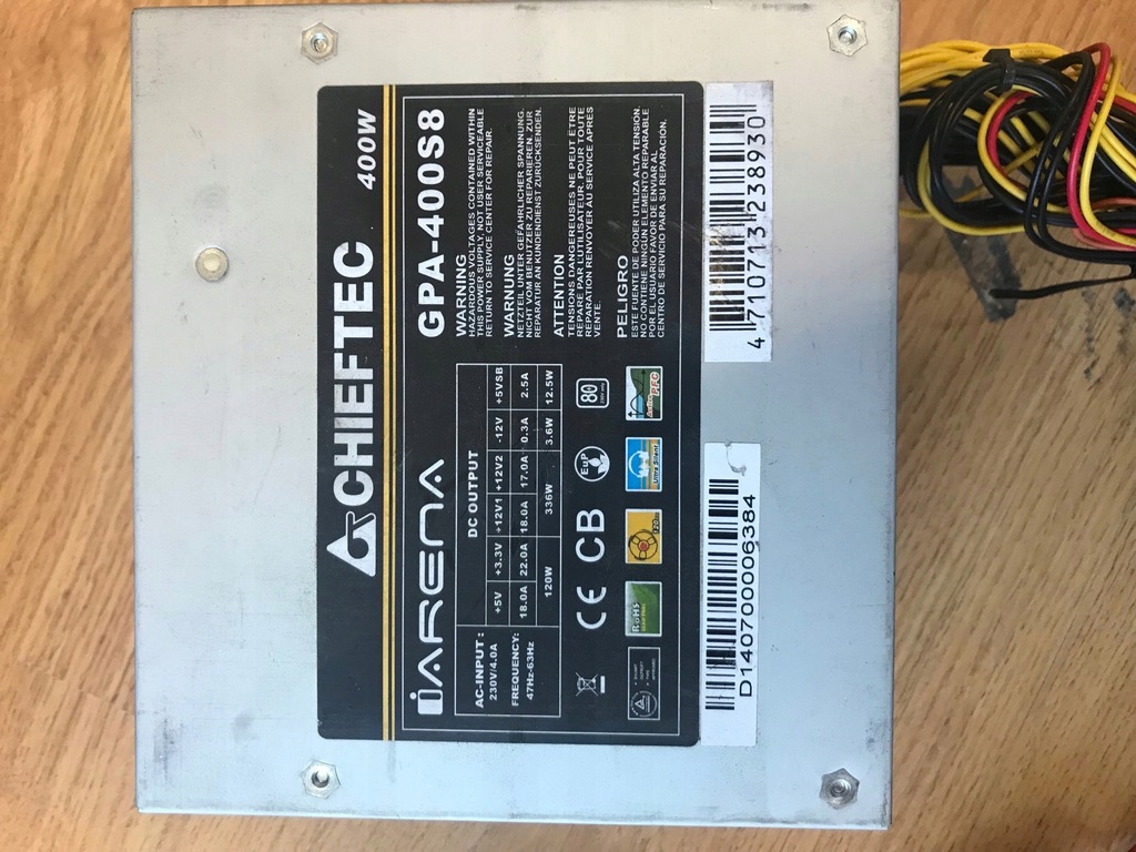 ZASILACZ Chieftec 400W GPA-400S8 faktura 23% - 7498064898 - oficjalne ...