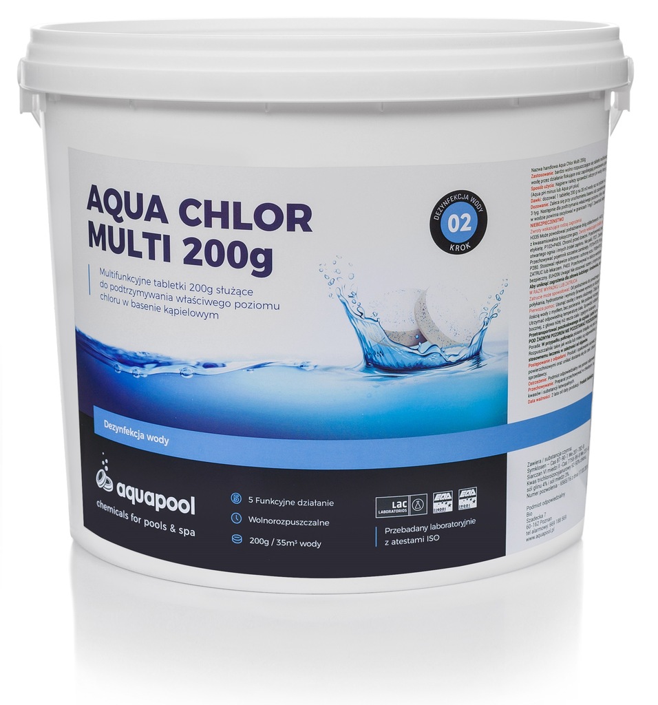 CHLOR MULTI TABLETKI 200g 5kg basen chemia NOWOŚĆ - 7149811924 ...