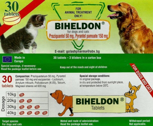 BIHELDON Tabletki na odrobaczanie Pies Kot -20 szt - 7066247931 ...