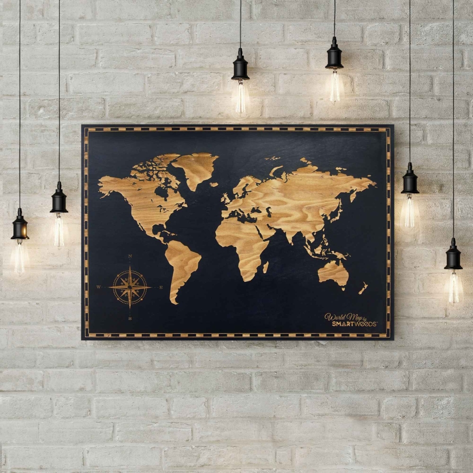 OBRAZ NA ŚCIANĘ Z DREWNA DREWNO MAPA ŚWIATA 85/59 - 6738321809 ...