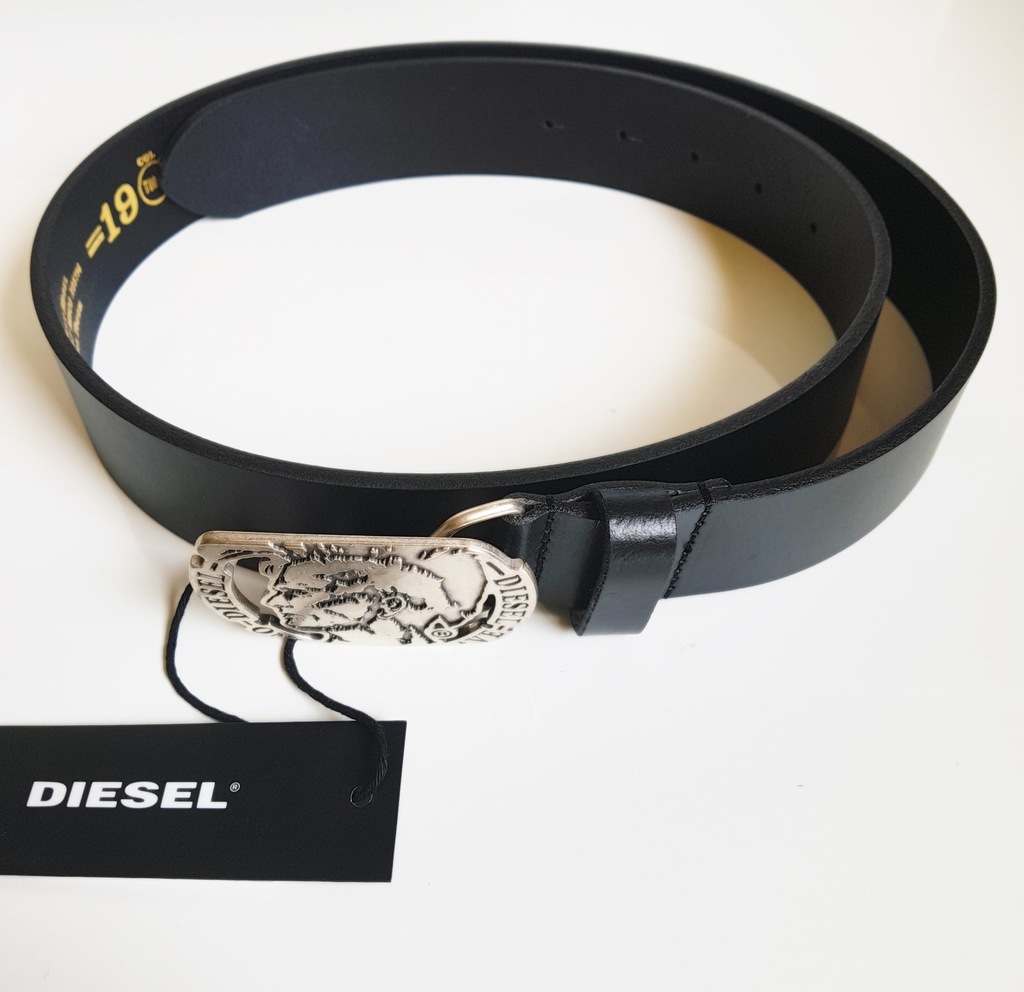 PASEK DIESEL LOGOWANA KLAMRA MĘSKI CZARNY 95 CM - 7375130355 ...