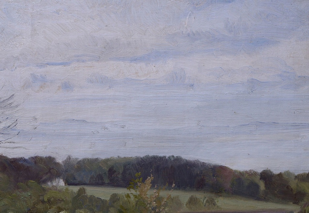 Soren Lund (1852-1933) - pejzaż z bocianem - 7621992241 - oficjalne archiwum Allegro