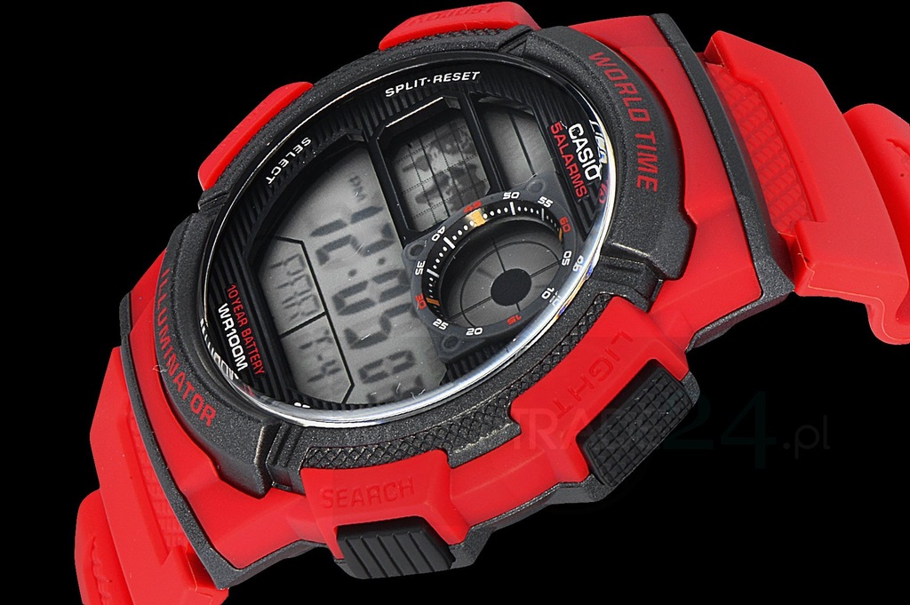 Zegarek męski Casio AE-1000W-4A czerwony 100M - 7065146019 - oficjalne archiwum Allegro