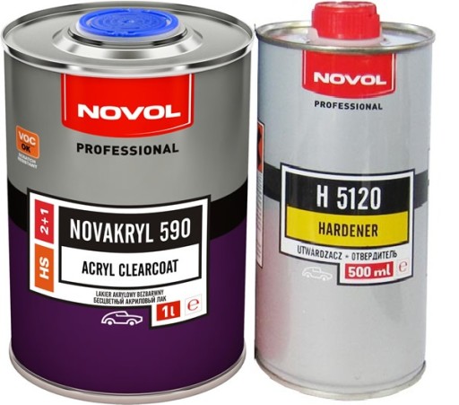 CLEAR COAT LACQUER NOVOL 590 2K HS 1L + 500ML HARDENER ACRYLIC CAR ...